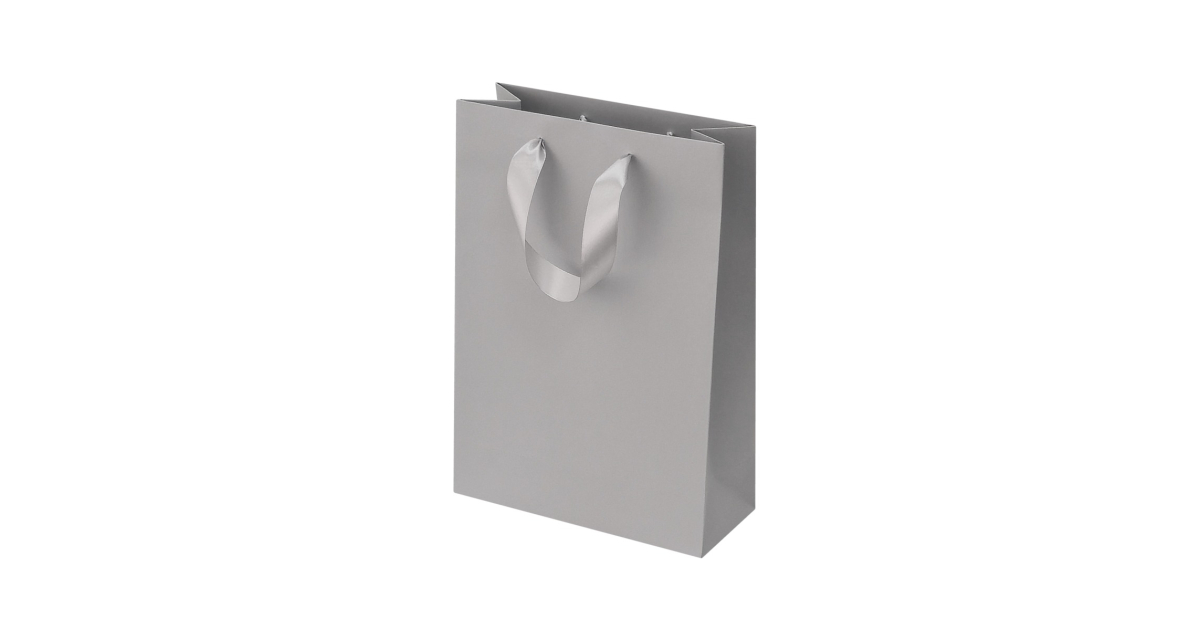 Light gray paper bags with satin ribbon handles 23 x 10 x 33 cm ...